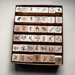Vintage Ancient Primitive Signs and Symbols Stamp Set Wood Mounted From ...