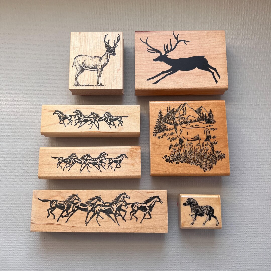 Vintage Pick Your Animal Deer or Horse Wood Mounted Stamps - Etsy