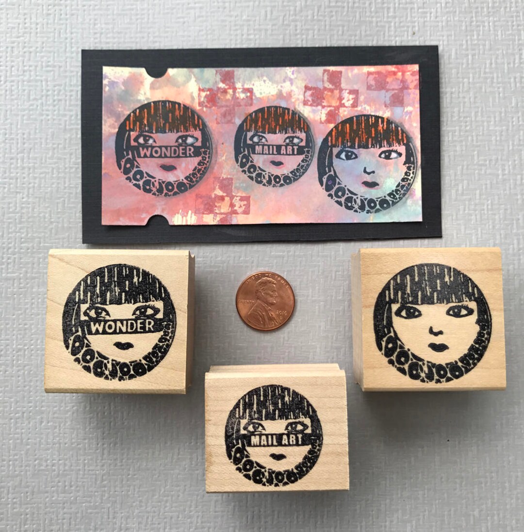 Wonder, Mail Art and Circle Lady Rubber Stamp - Etsy