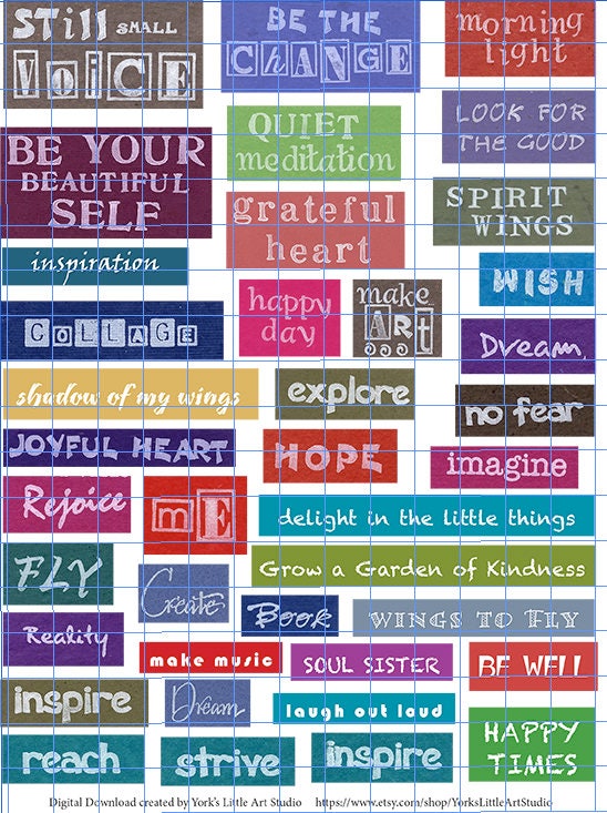 Digital Download of 4 Pages Full of White Words on Colored - Etsy