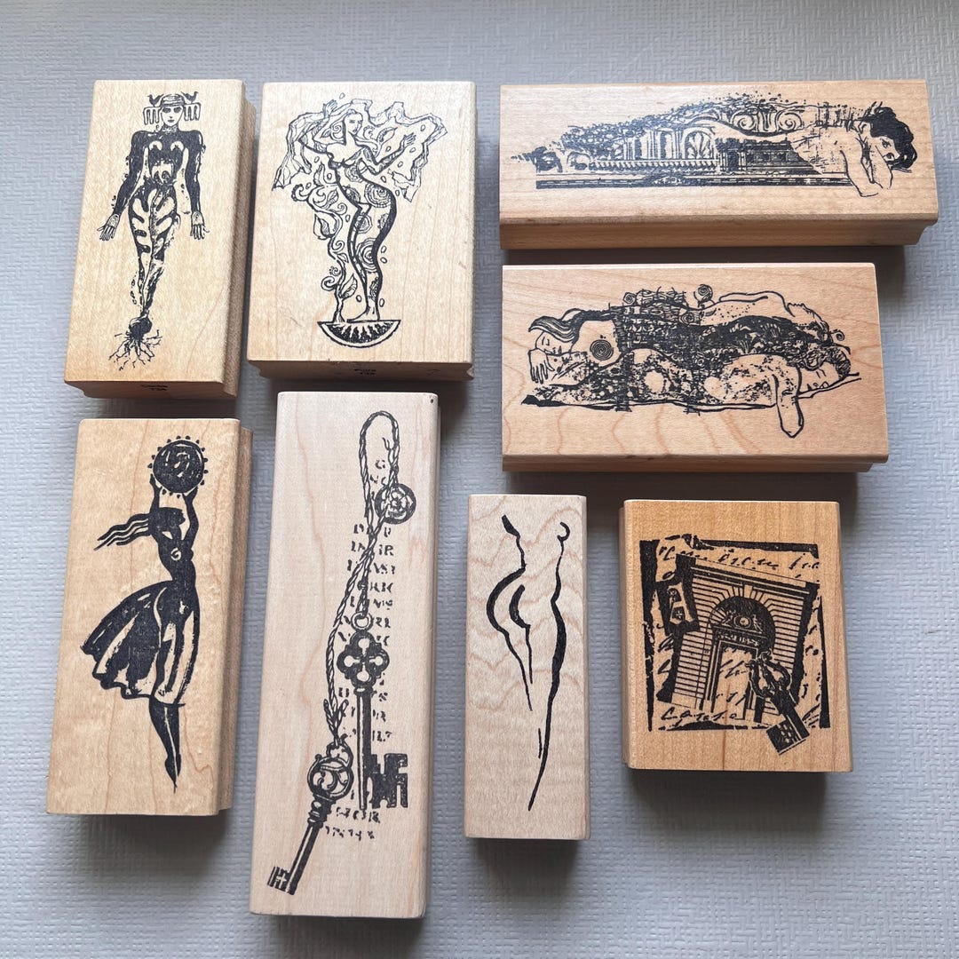 Vintage Rare Acey Deucy 8 Beautiful Collage Woman Faces Rubber Stamps ...