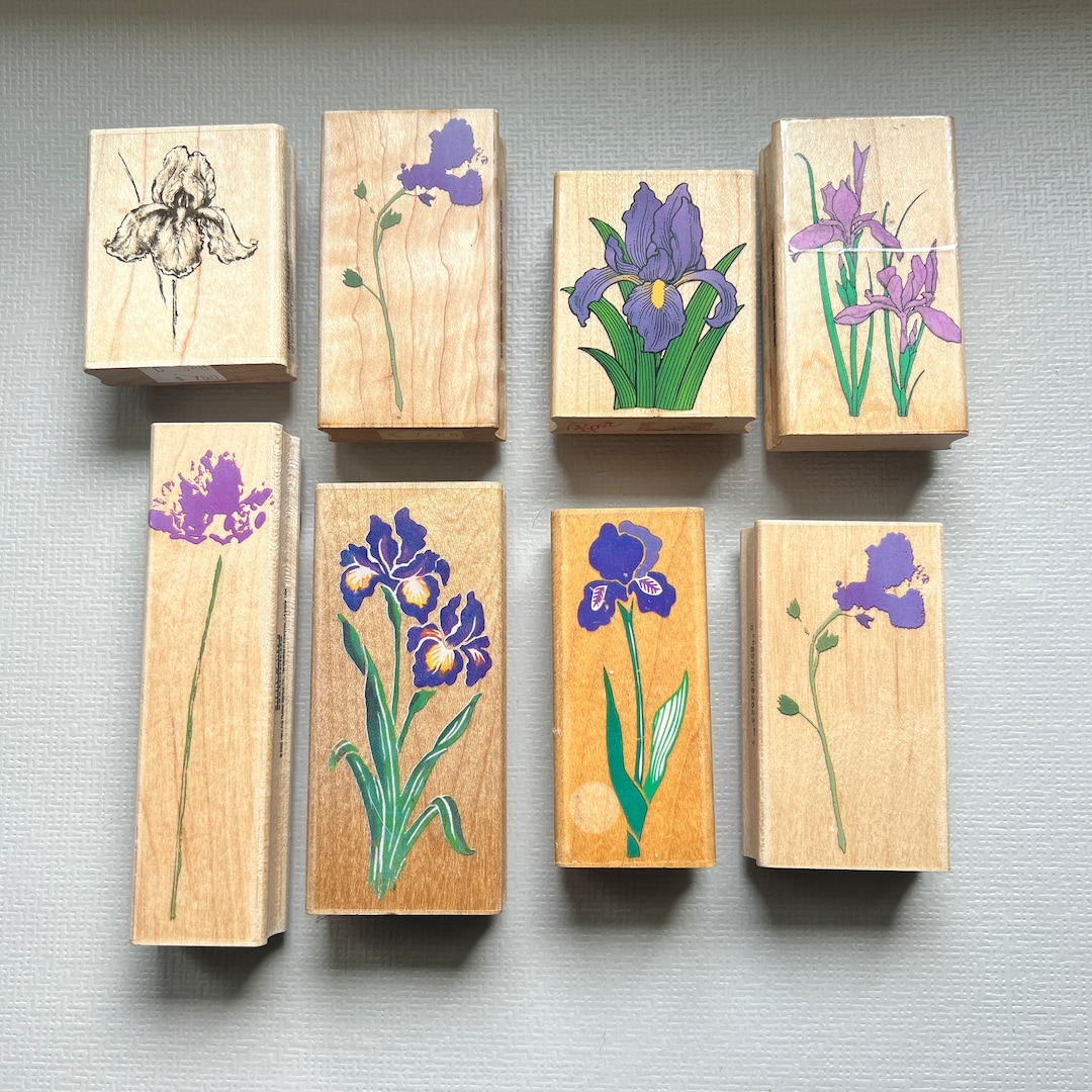 Vintage Rubber Stamp All About Iris Flower Stamps - Etsy