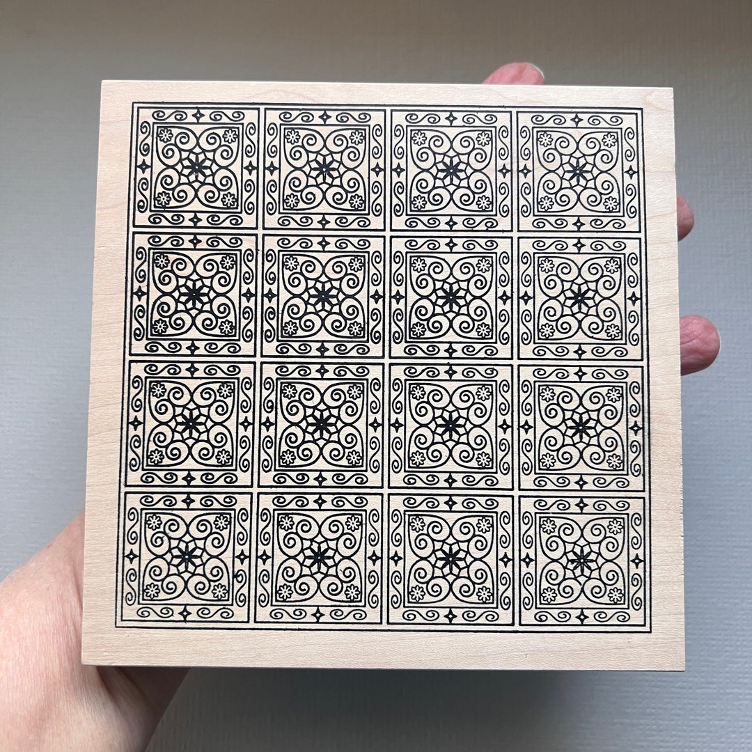 Vintage Pattern Swirl Large Wood Mounted Rubber Stamp From Outlines ...