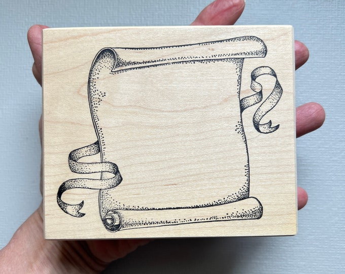 Vintage Rubber Stamp Large Scroll Wood Mounted From Stampa Barbara - Etsy