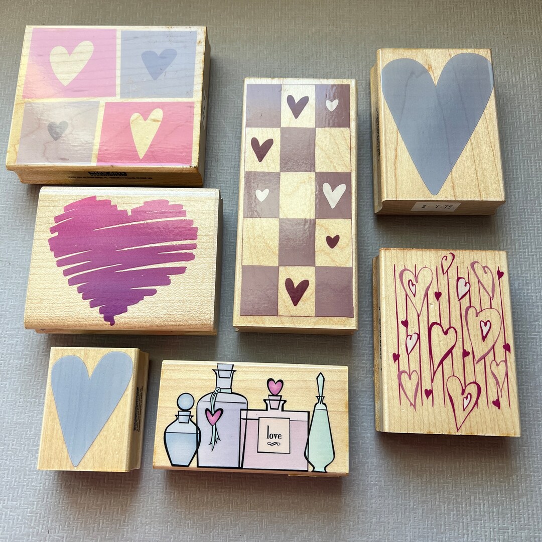 Choose Your Vintage Rubber Stamp Pattern or Shadow Heart Wood Mounted ...