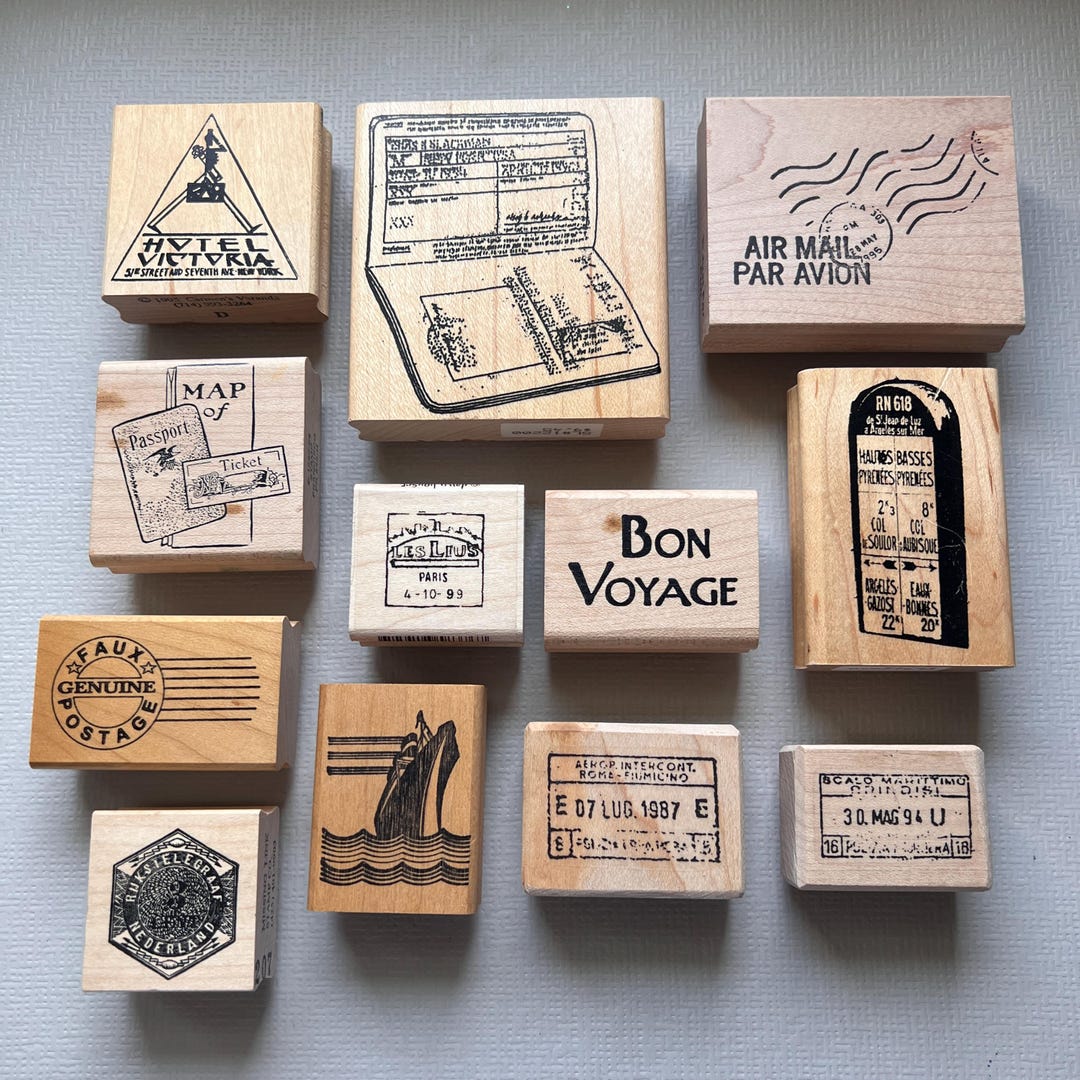 Rubber Stamps Postal, Travel, Passport Mail Art Postoid Vintage Wood ...
