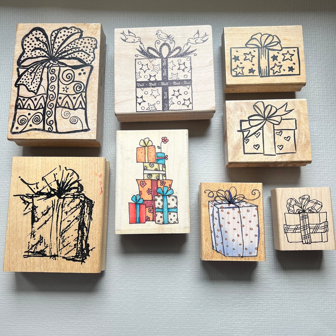 Vintage Rubber Stamp Gift Boxes Wood Mounted Rubber Stamps - Etsy