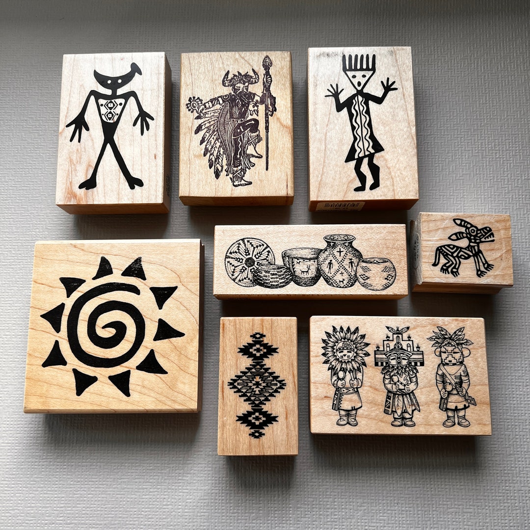Rubber Stamp Indian Native Vintage Wood Mounted Rubber Stamps - Etsy
