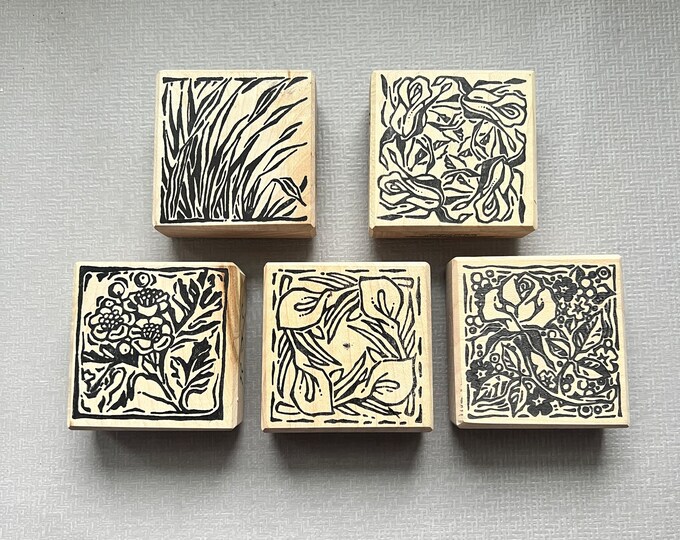 Vintage Rubber Stamp Flowers and Grass Nature Pattern Stamps From Too ...