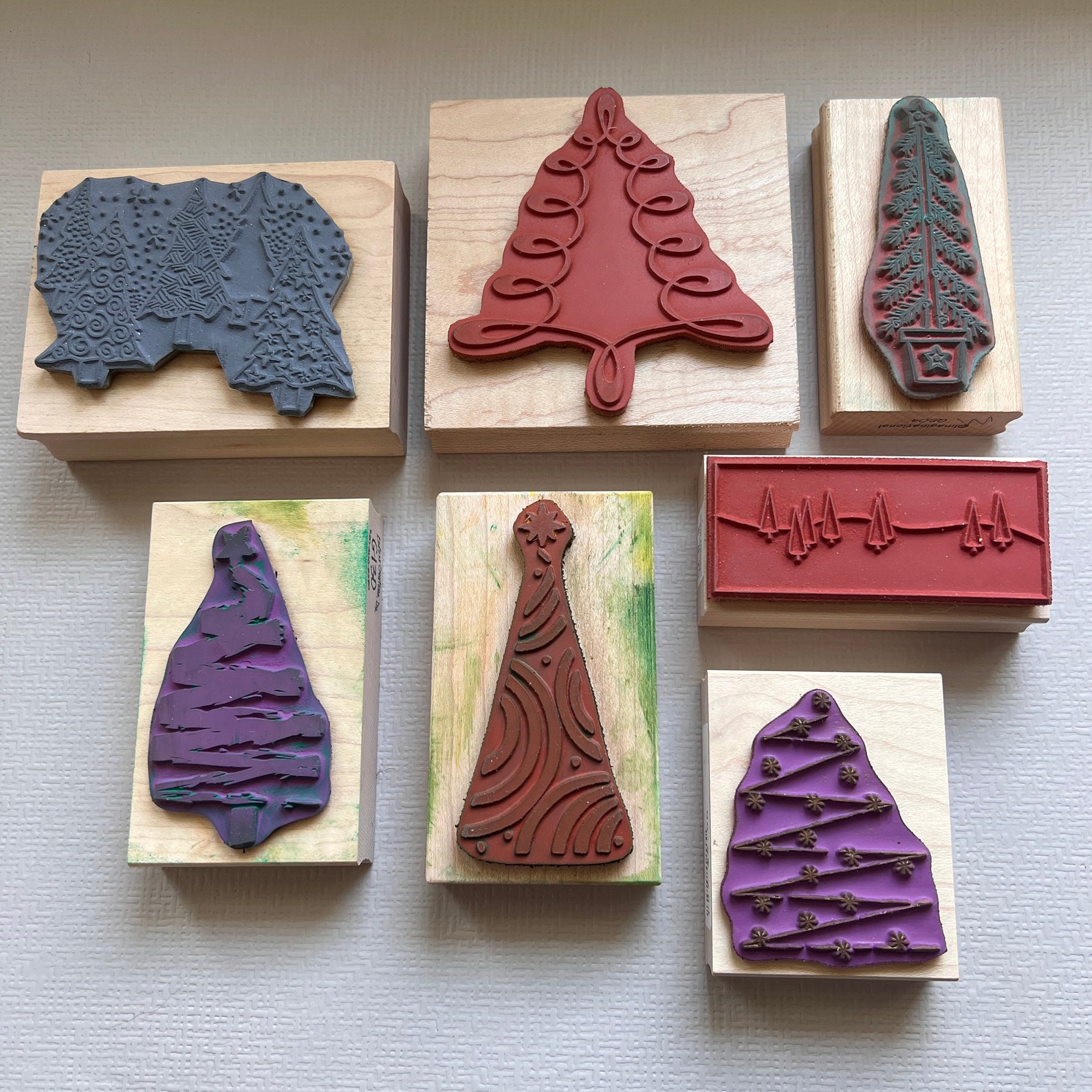 Rubber Stamps Christmas Tree Artistic Vintage Wood Mounted Stamps - Etsy