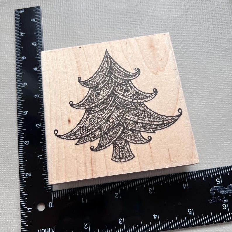 Rubber Stamps Christmas Tree Artistic Vintage Wood Mounted Stamps - Etsy