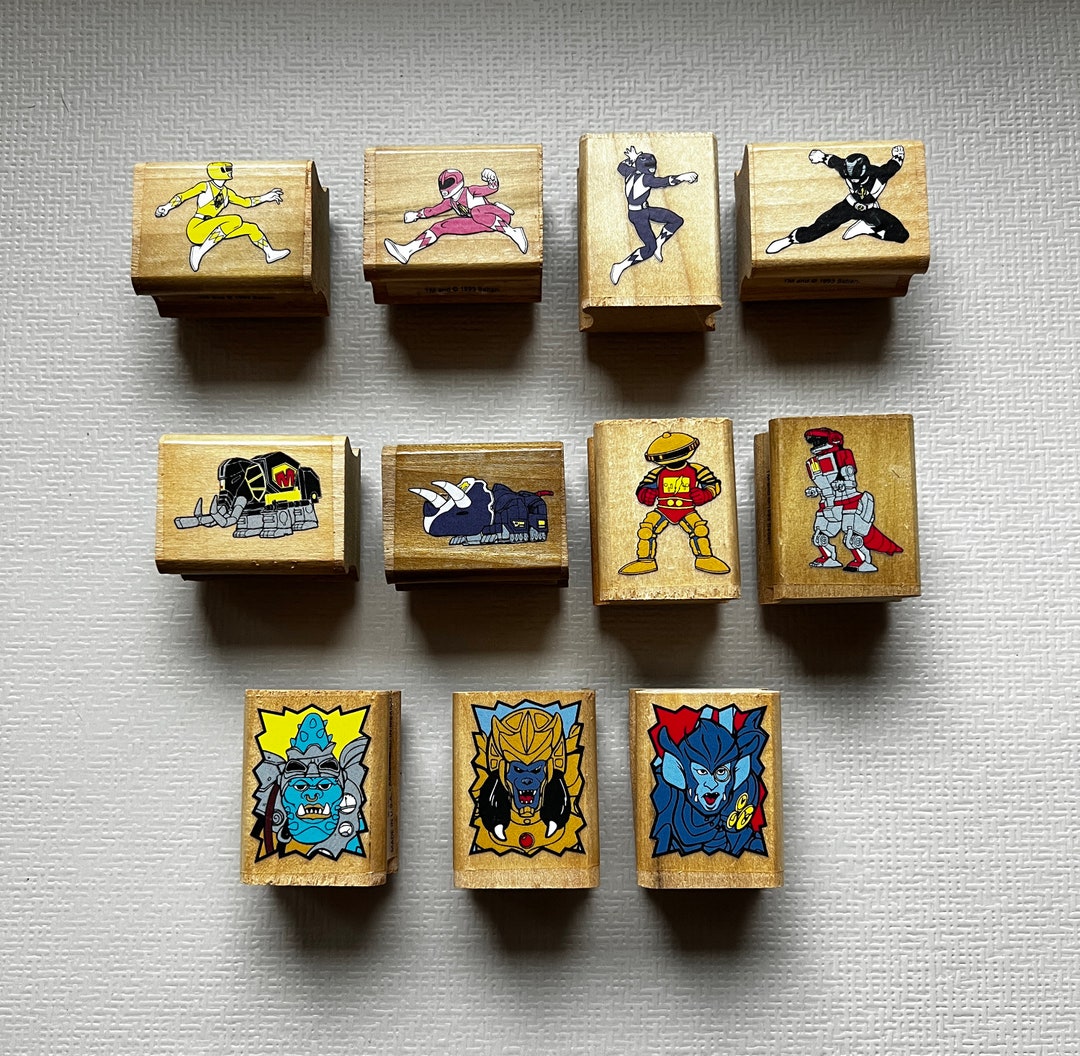 Rubber Stamp Retired Vintage 11 Power Rangers Superhero Wood Mounted ...