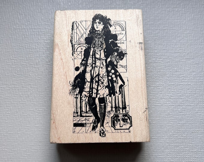 Vintage Rubber Stamp Acey Deucy Lynne Perella Black Velvet Lady Collage ...