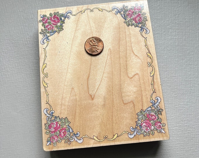 Vintage Stamps Happen Flower Frame Wood Mounted Rubber Stamp - Etsy