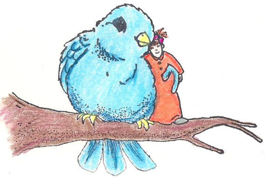 Little Lady With Blue Bird Rubber Stamp - Etsy