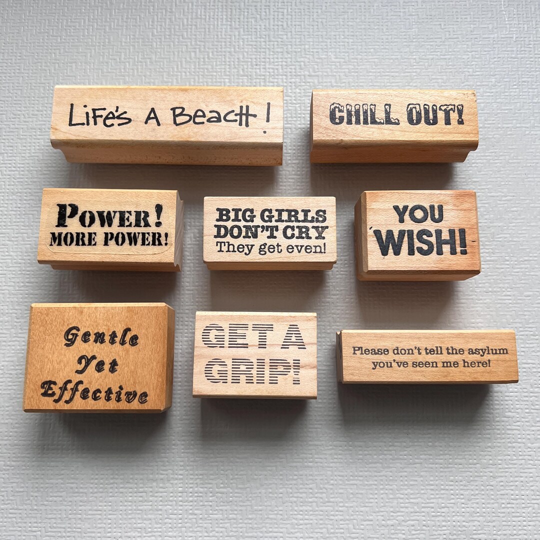Vintage Rubber Stamp Funny Sayings Word Wood Mounted Stamps - Etsy