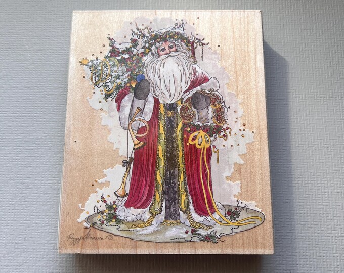 Old English Santa Rubber Stamp Vintage Christmas Wood Mounted Stamp - Etsy
