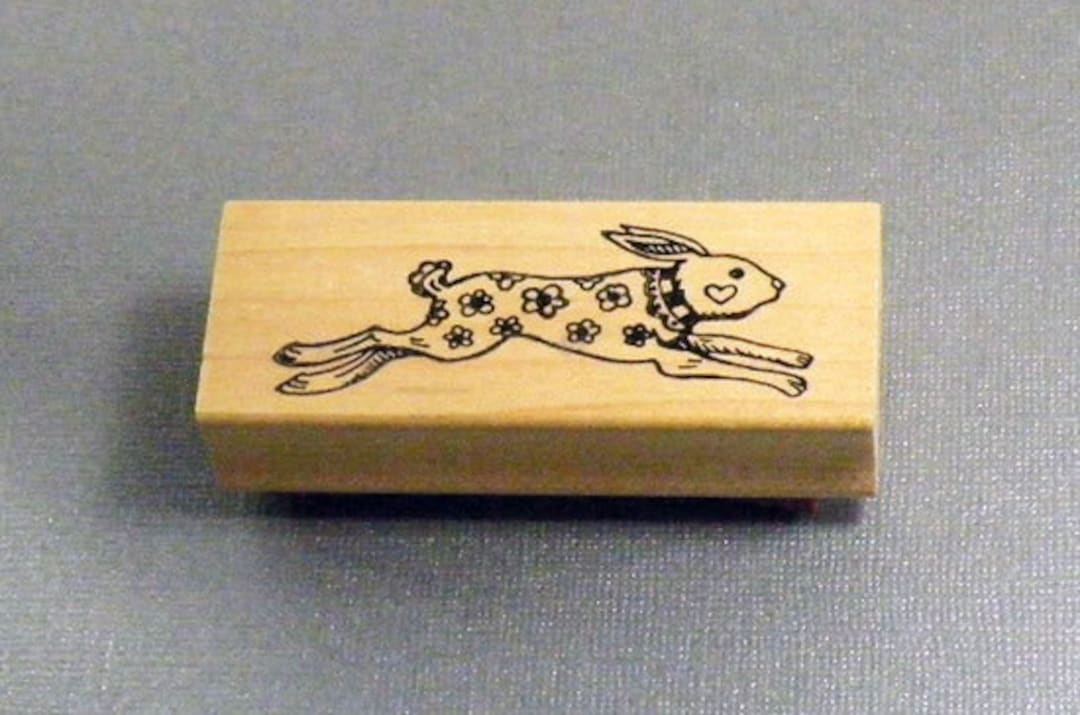Folk Art Rabbit Rubber Stamp - Etsy