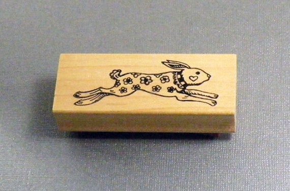 Folk Art Rabbit Rubber Stamp | Etsy