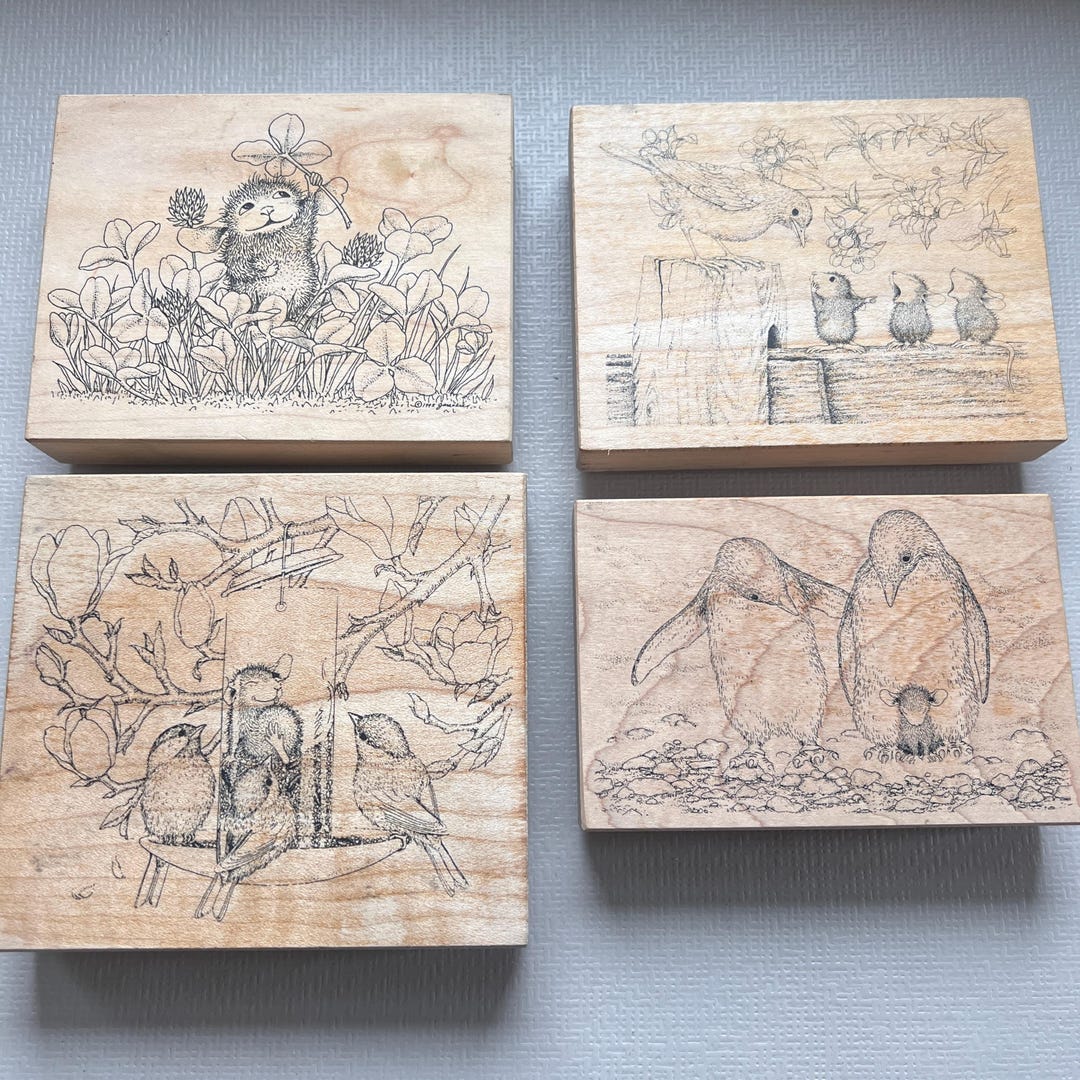 Vintage Retired Rare House Mouse Lucky Day, Birds and Penguin Rubber ...