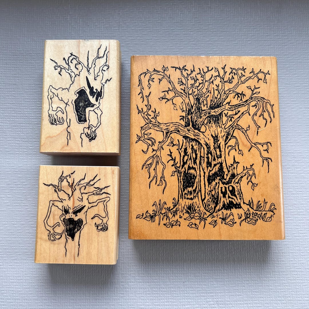 Vintage Rubber Stamp Scary Tree Rubber Stamps - Etsy