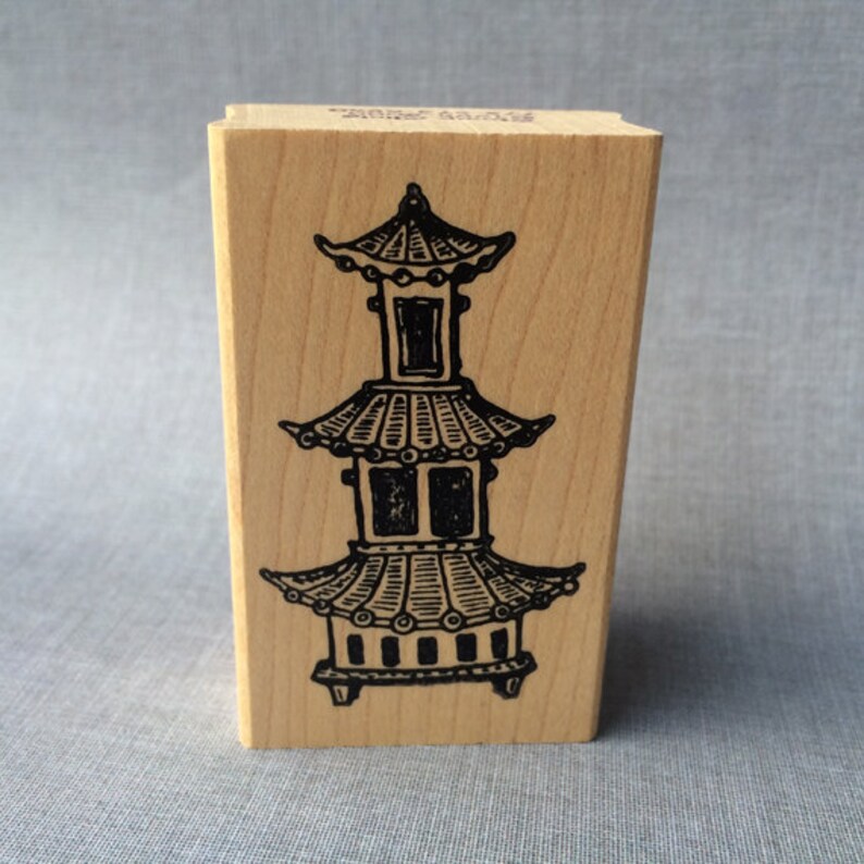 Asian Pagoda Panel Rubber Stamp - Etsy