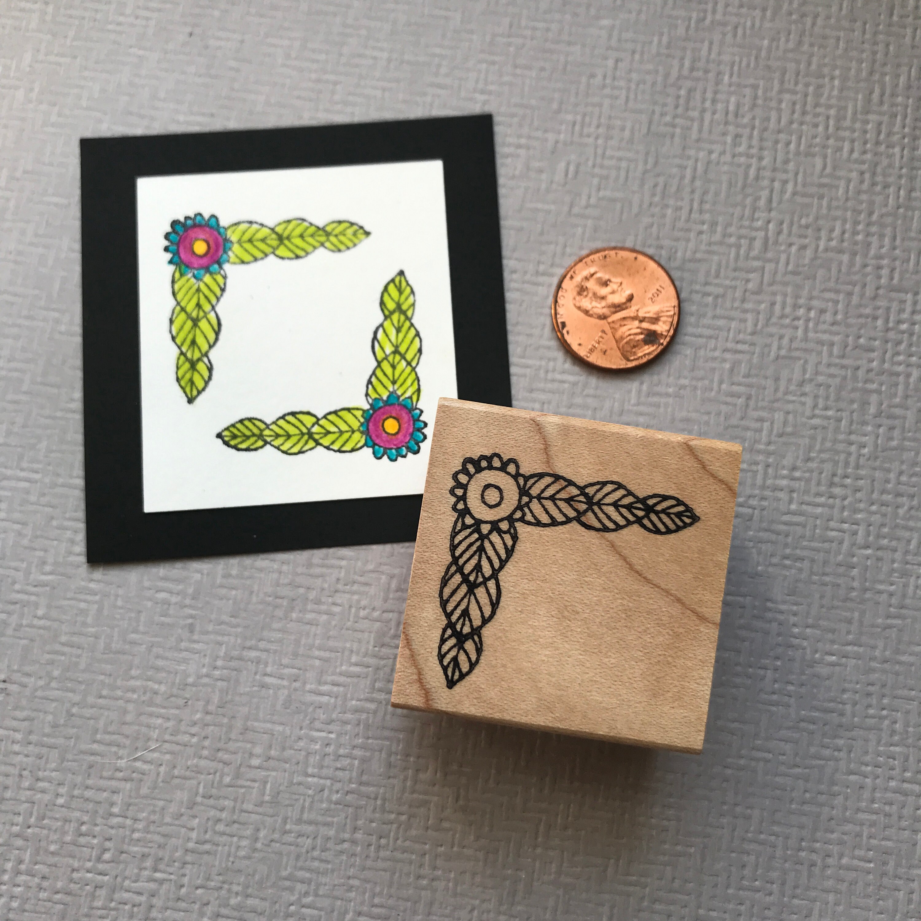 Rubber Stamp Flower Corner Border | Etsy