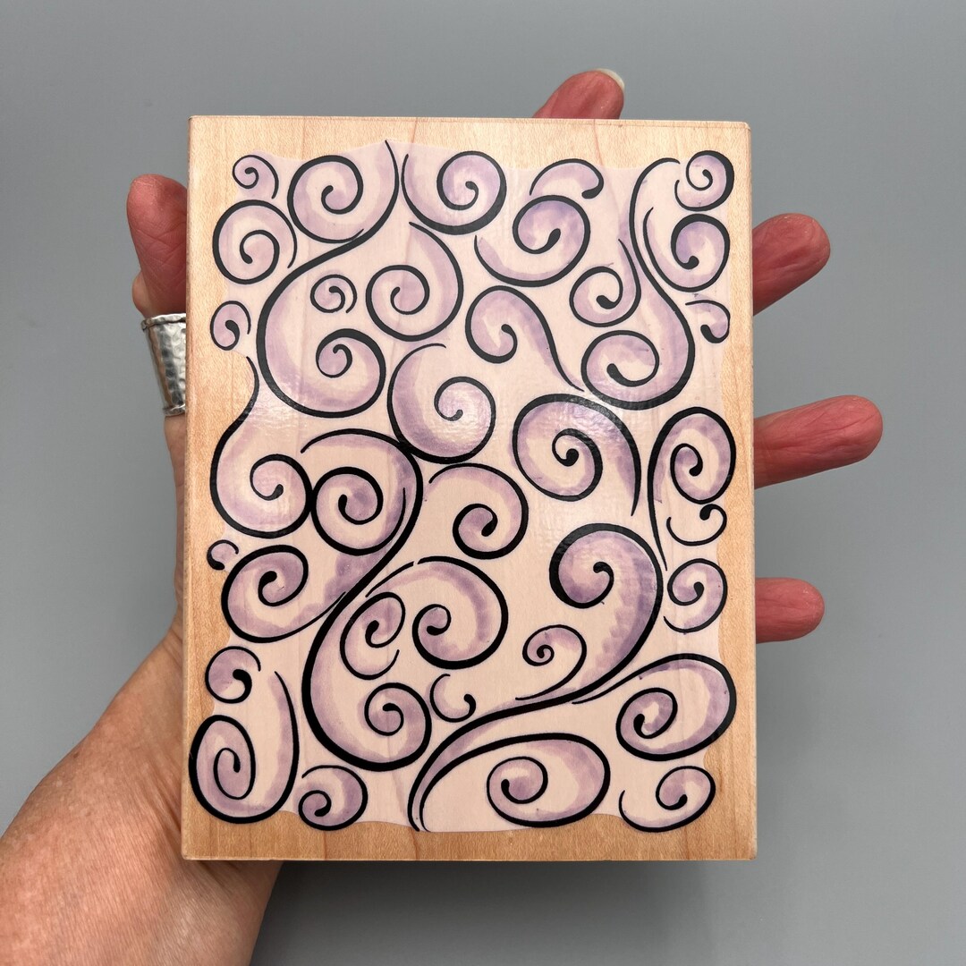 Vintage Rubber Stamp Large Scroll Swirl Pattern Background From Penny ...