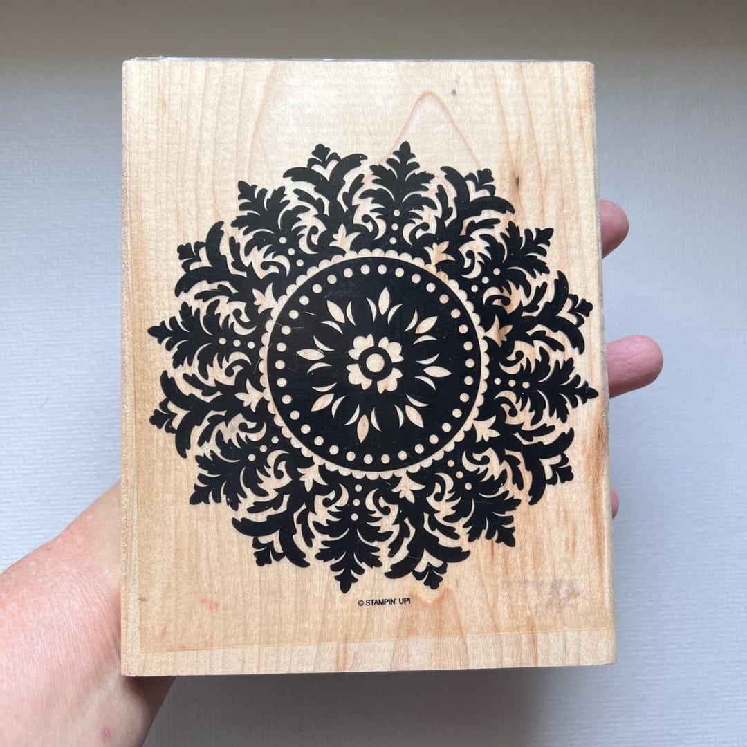 Vintage Large Rubber Stamp Mandala Pattern Background Wood Mounted ...