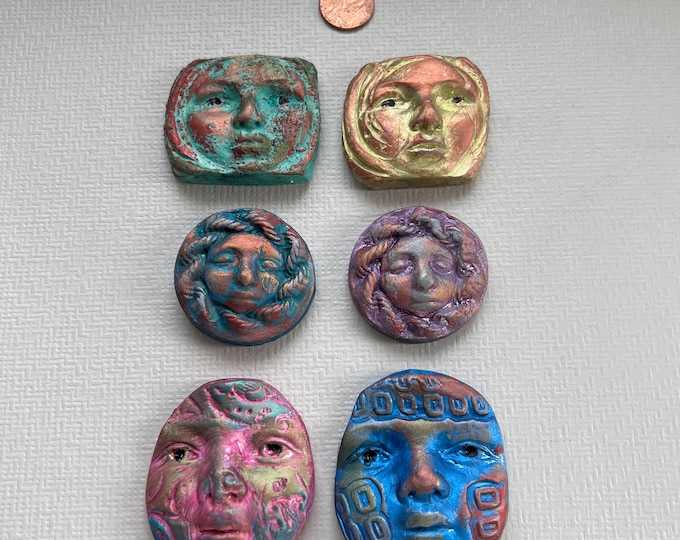 Multi Colored Patina Polymer Clay Cabochons Spirit Doll Molded Faces - Etsy
