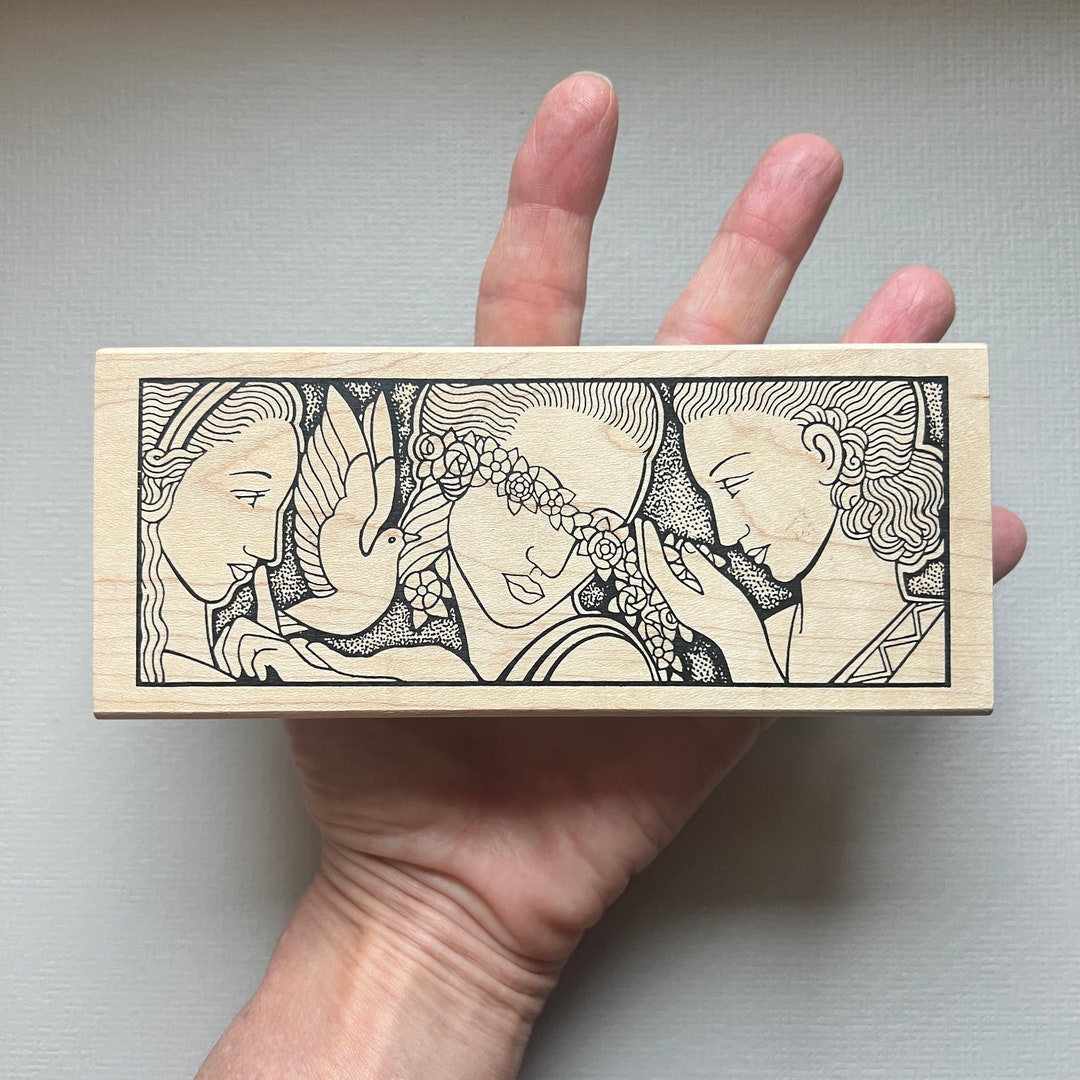 Vintage Rubber Stamp Three Ladies and A Dove From Judikins Rubber Stamp ...