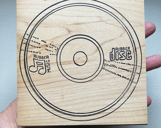 Rubber Stamp Music Disc Wood Mounted Stamp - Etsy