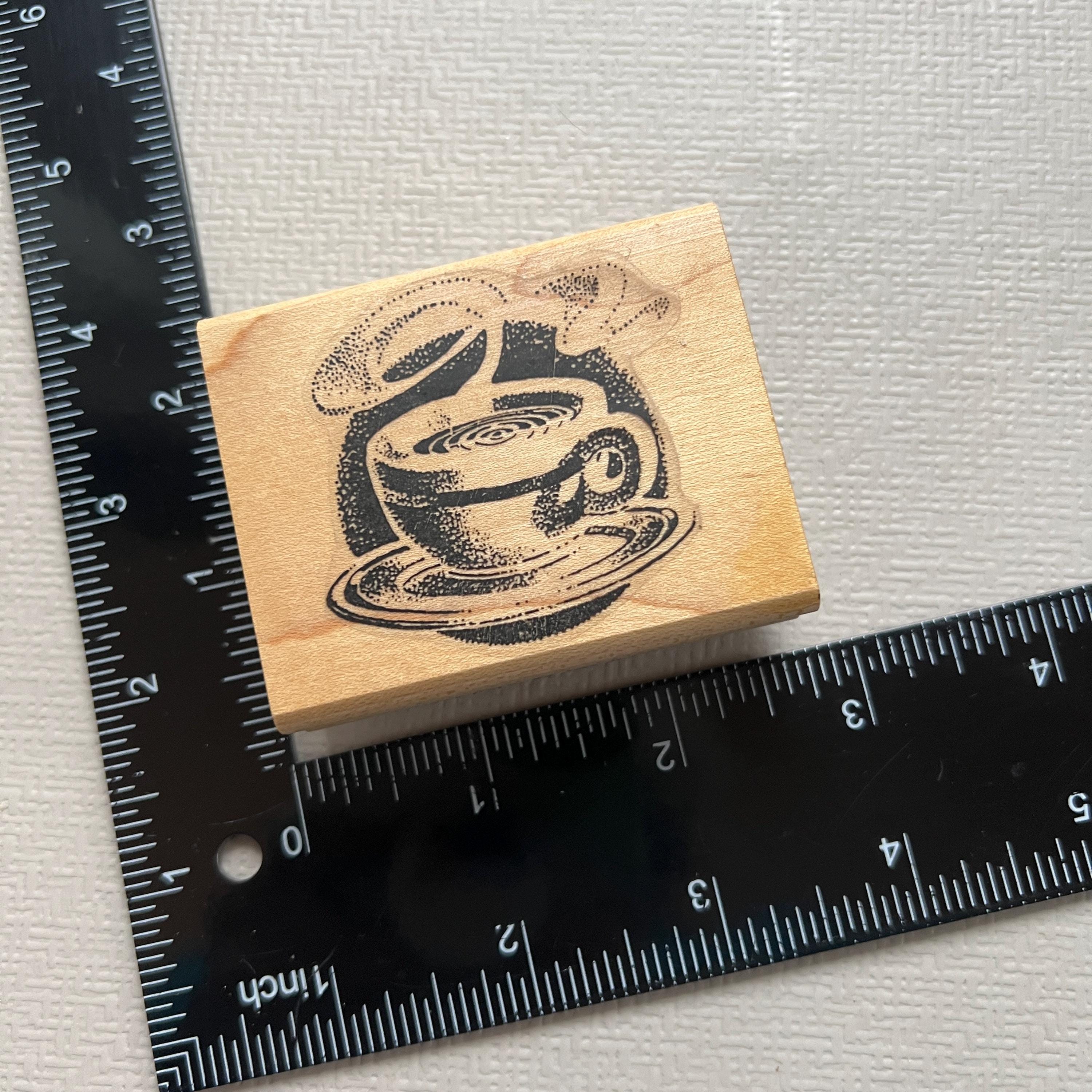 Vintage Rubber Stamp Coffee, Teapot or Cups or Mugs Wood Mounted Rubber ...