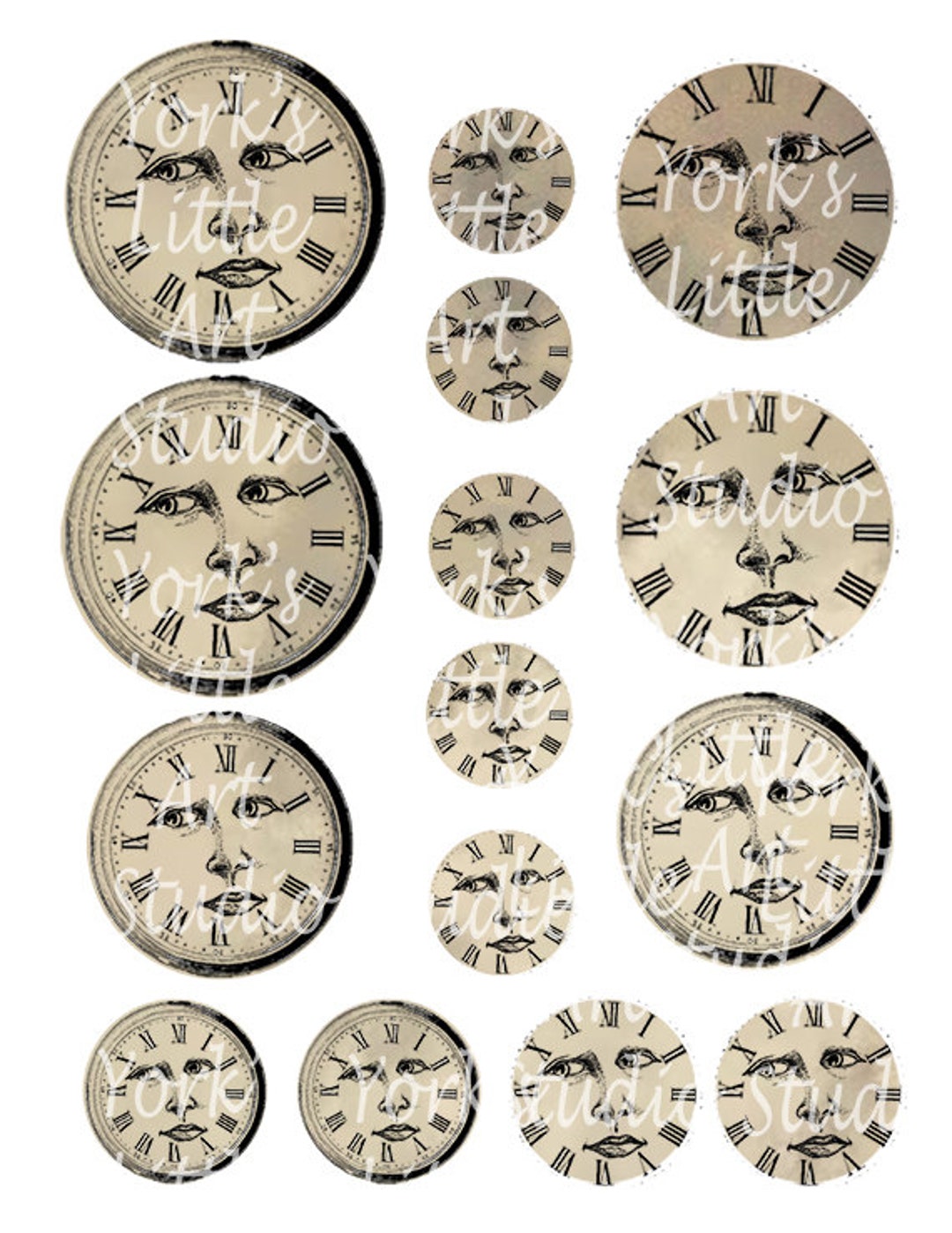 Digital Download 2 Pages of Clock Faces - Etsy