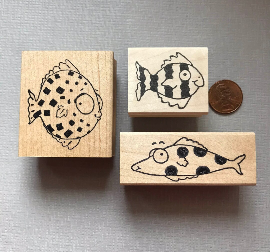 Super Cute Funny Fish Rubber Stamps - Etsy