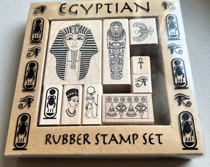 Vintage Rubber Stamp Egyptian Set of 9 Wood Mounted Stamp Set From All ...