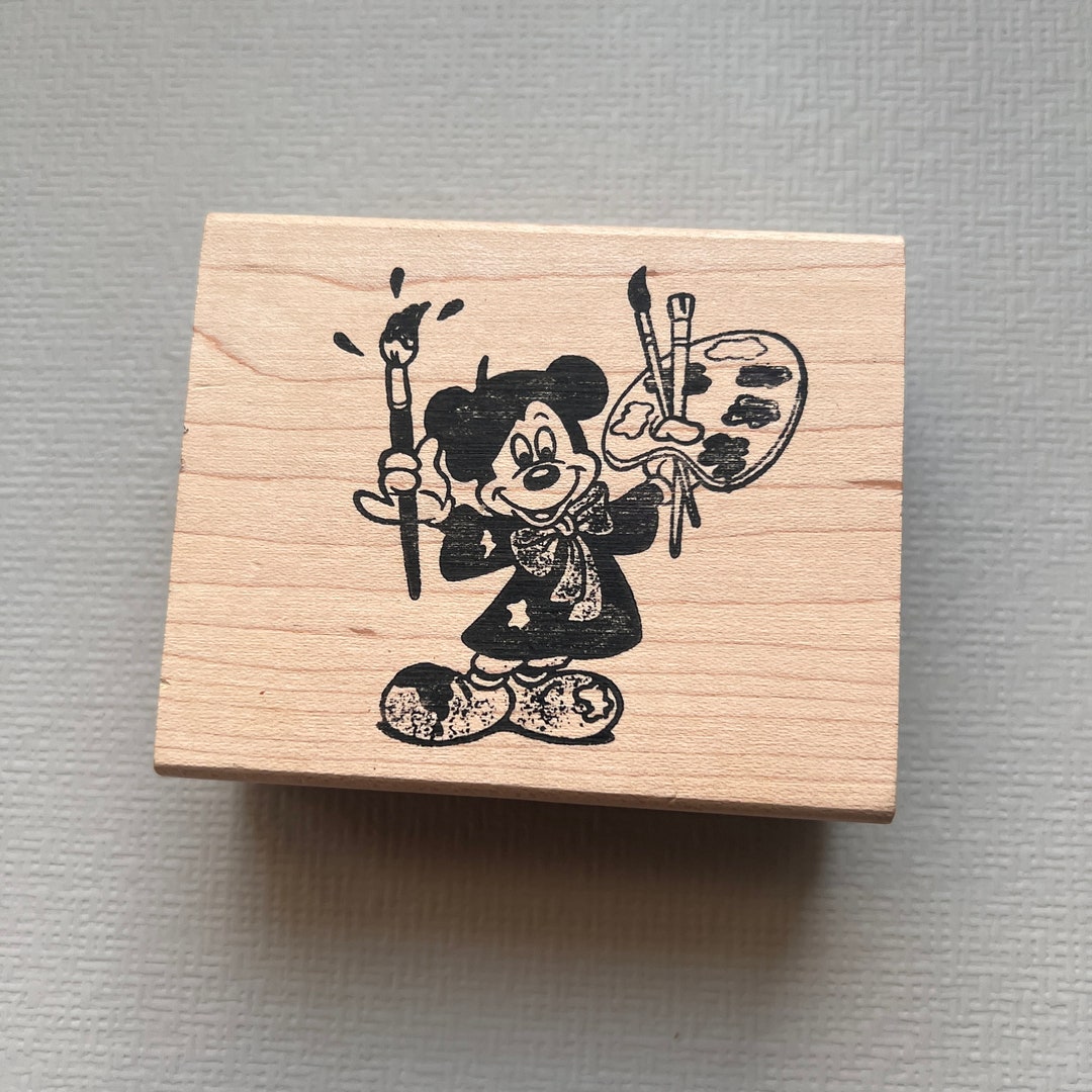 Vintage Rubber Stamp Artist Mickey Mouse Wood Mounted Stamp - Etsy