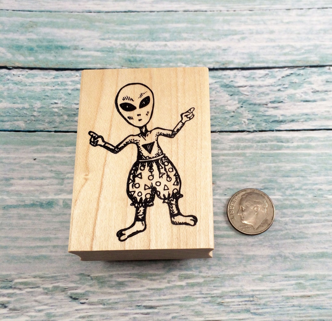 Alien Cool Guy Rubber Stamp - Etsy