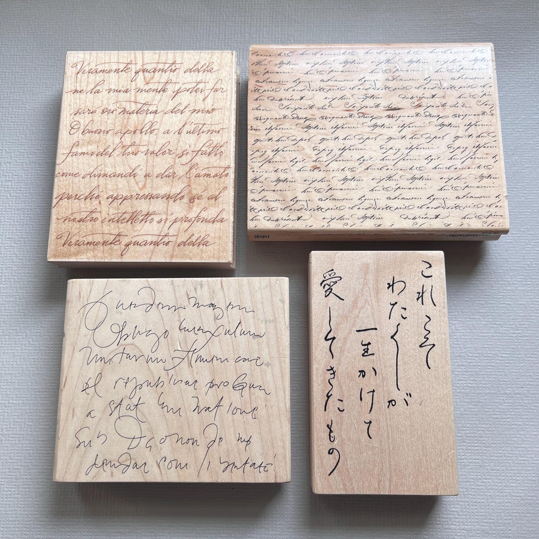 Vintage Rubber Stamp Script Writing Background Stamps - Etsy