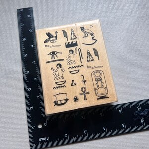 Vintage Egyptian Pyramids, Pharaoh, Hieroglyphs Wood Mounted Rubber ...