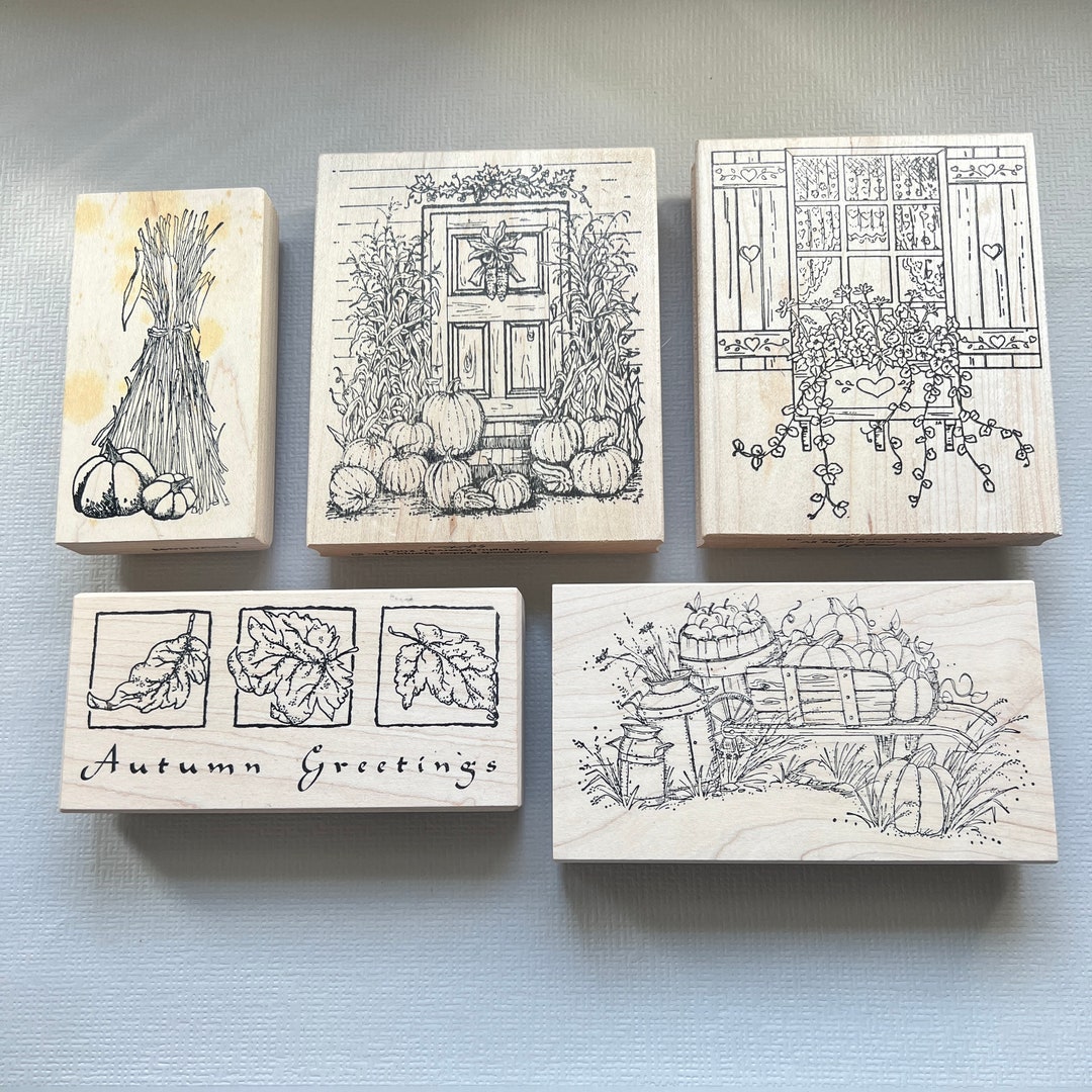 Vintage Fall Autumn Nature Scenic Wood Mounted Rubber Stamps - Etsy