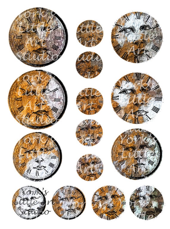 Digital Download 2 Pages of Clock Faces | Etsy