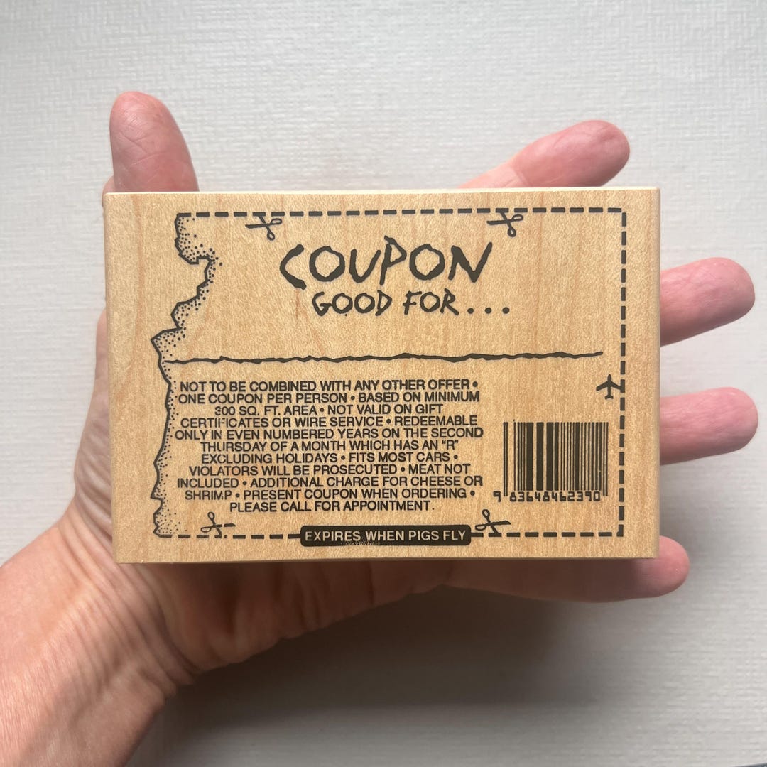 Rubber Stamp Vintage Coupon Certificate Wood Mounted Stamp From Pink ...
