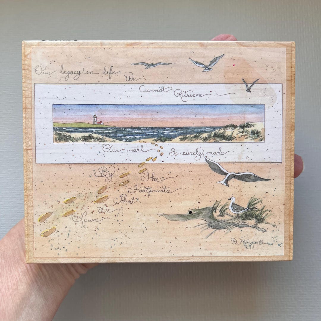 Rubber Stamp Retired Legacy Footprints Beach Scene Saying Vintage Stamp ...