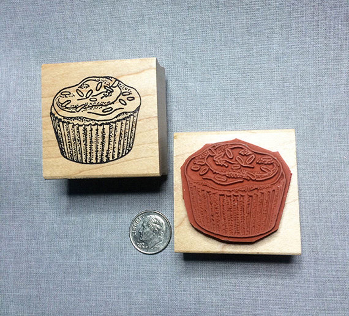 Cupcake Rubber Stamp - Etsy