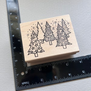 Rubber Stamps Christmas Tree Artistic Vintage Wood Mounted Stamps - Etsy