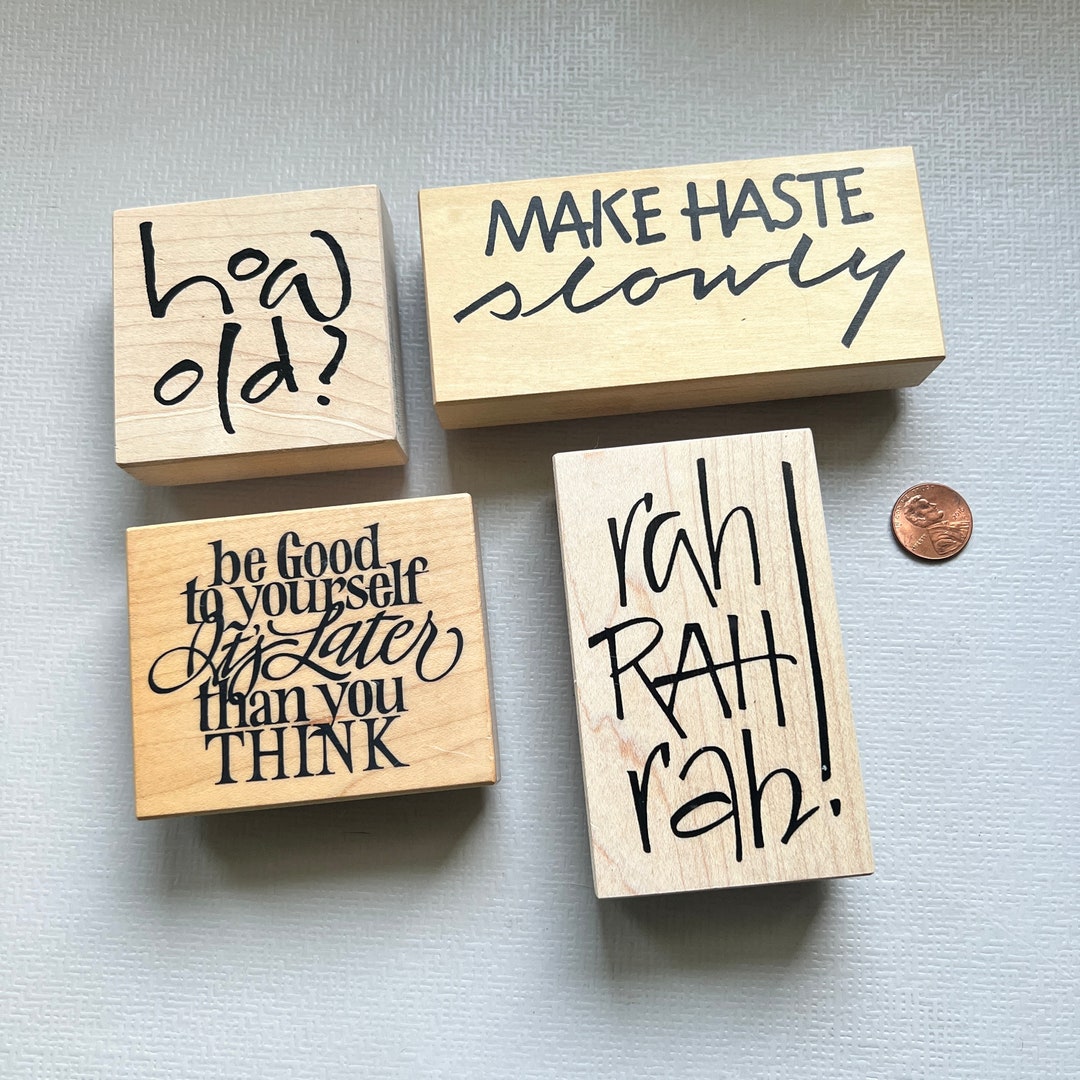 Vintage Word and Time Aging Saying Stamps Wood Mounted Rubber Stamps - Etsy