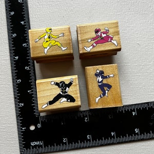 Rubber Stamp Retired Vintage 11 Power Rangers Superhero Wood Mounted ...