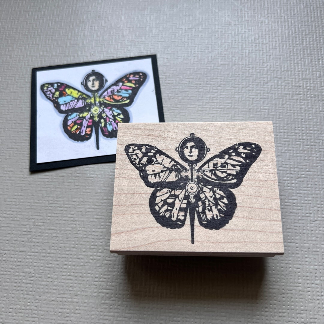 Butterfly Face Collage Lady Rubber Stamp, Wood Mounted Stamp From Wendy ...
