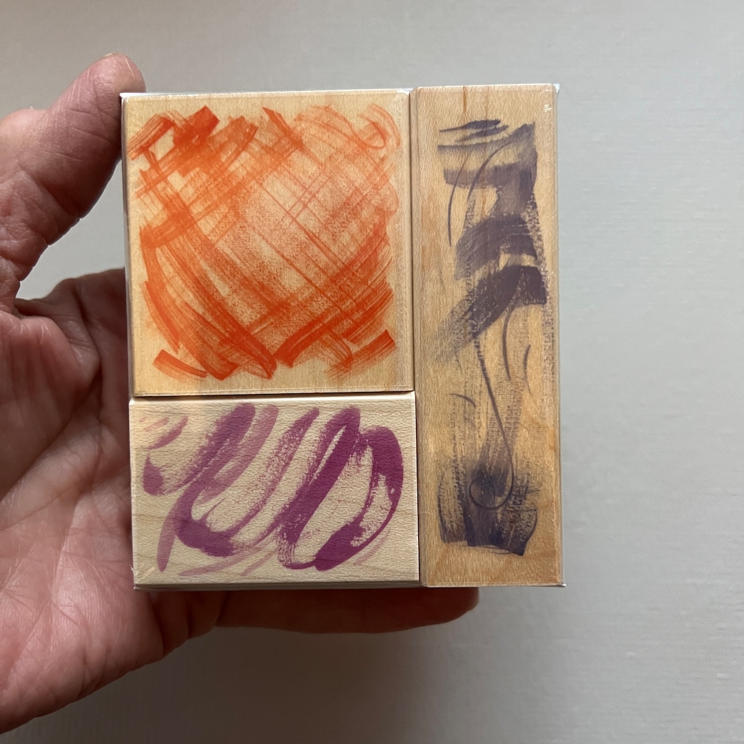 Vintage Hero Arts Rubber Stamp 3 Abstract Pattern Wood Mounted Rubber ...